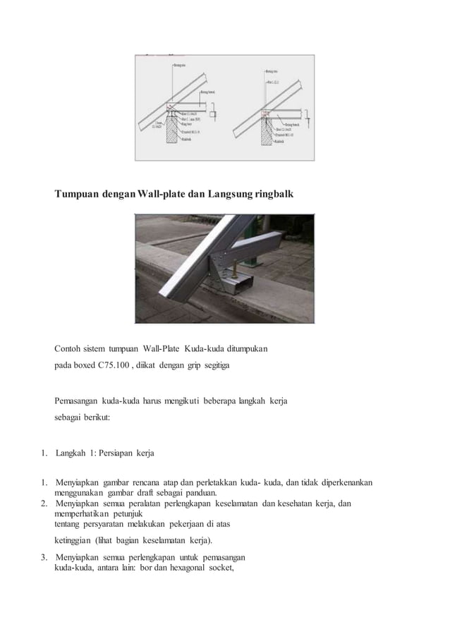 Metode pelaksanaan pasang rangka atap baja ringan | DOCX