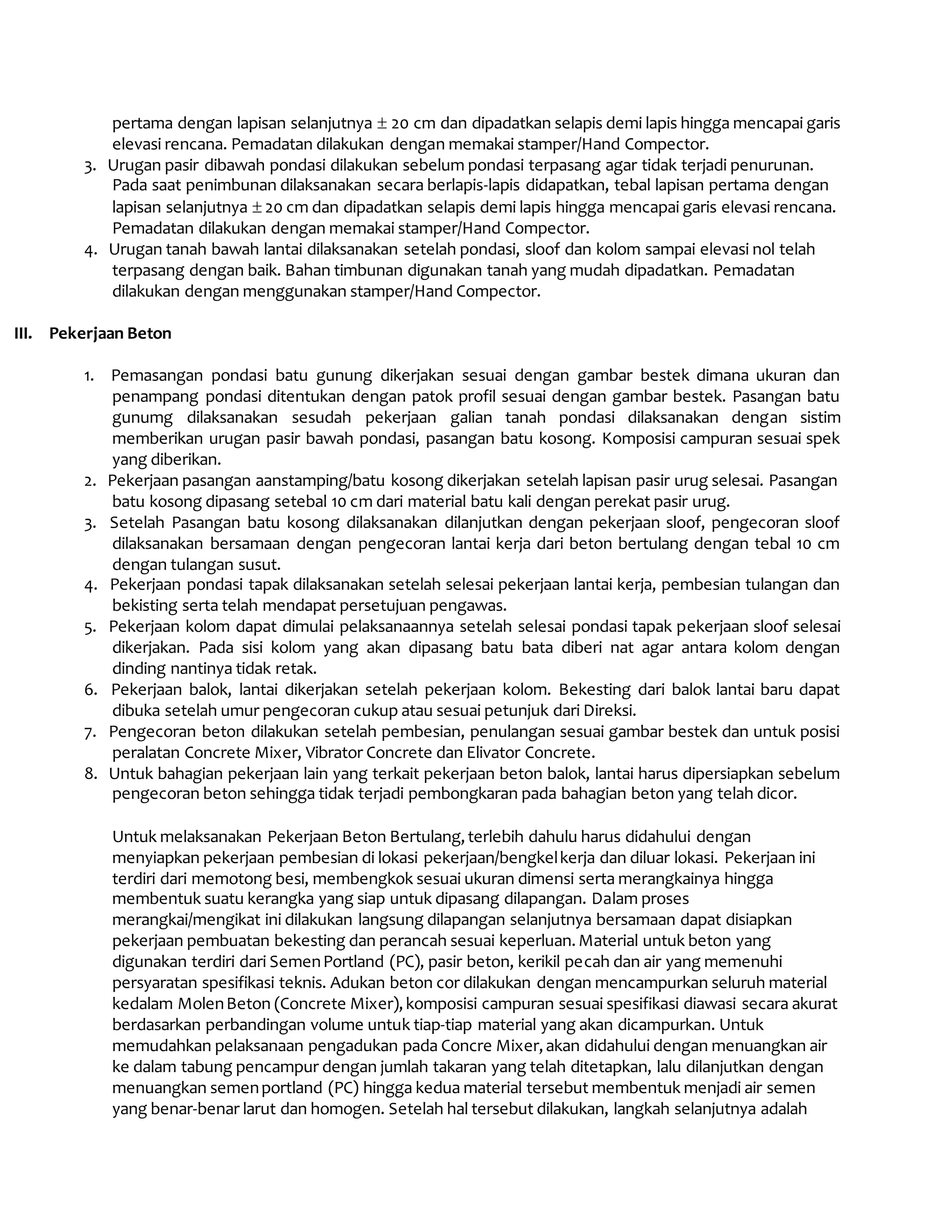 Metode pelaksanaan pekerjaan | PDF