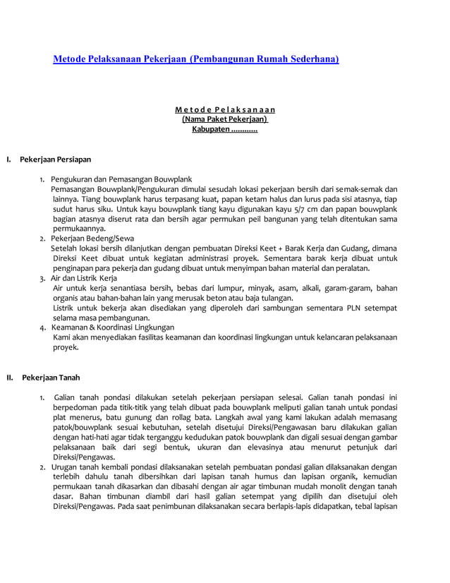 Metode pelaksanaan pekerjaan | PDF