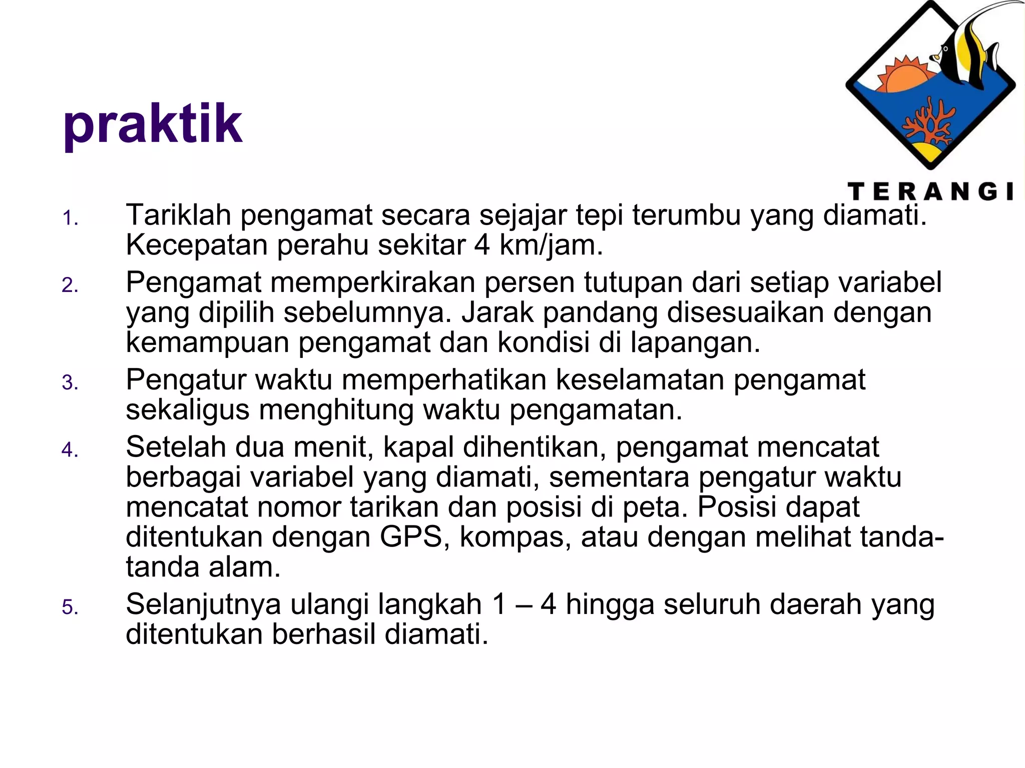 Metode pemantauan terumbu karang | PPT