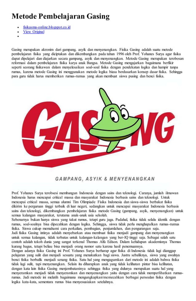 Metode pembelajaran gasing