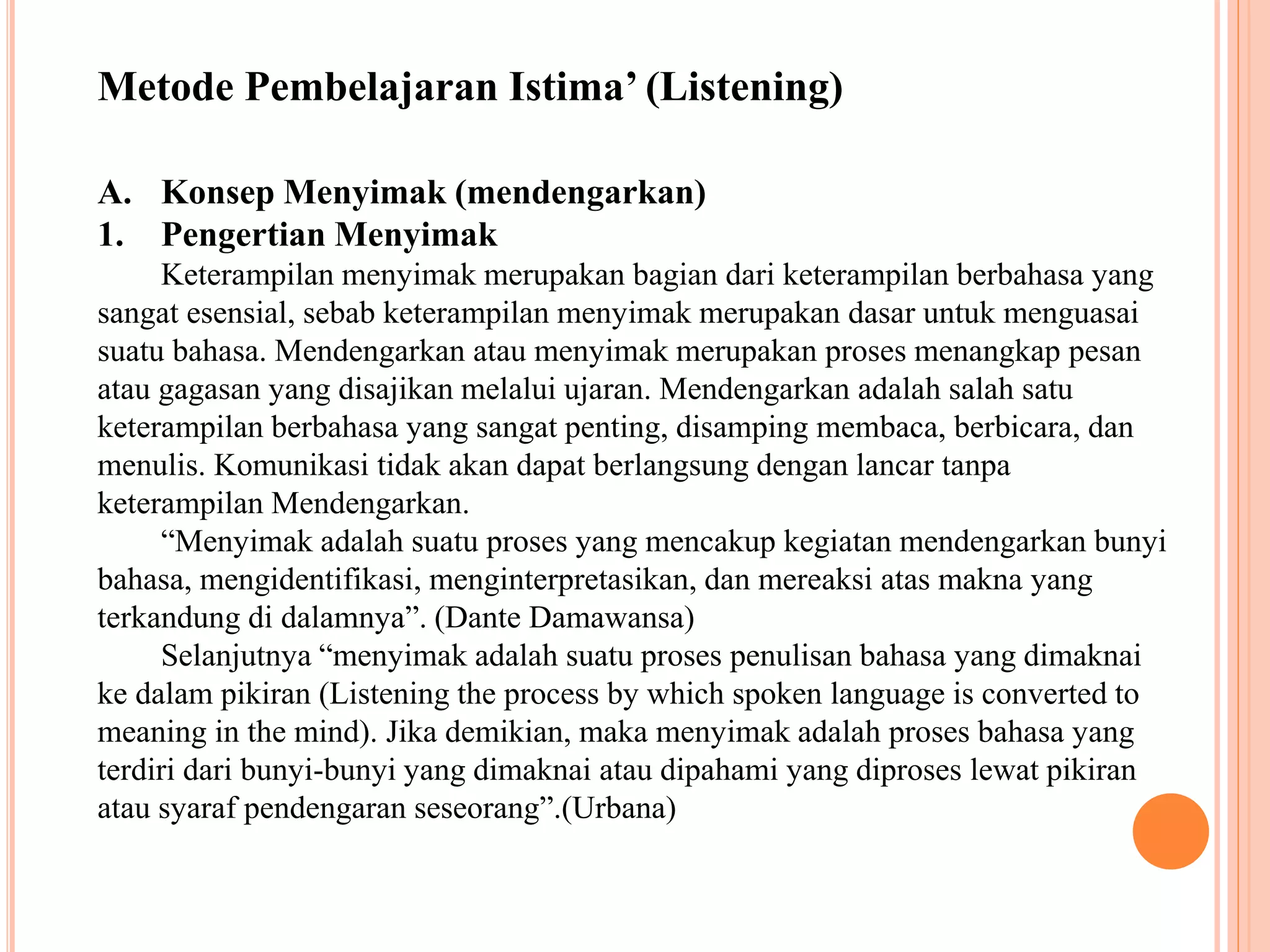 Metode pembelajaran istima' wal kalam | PPTX