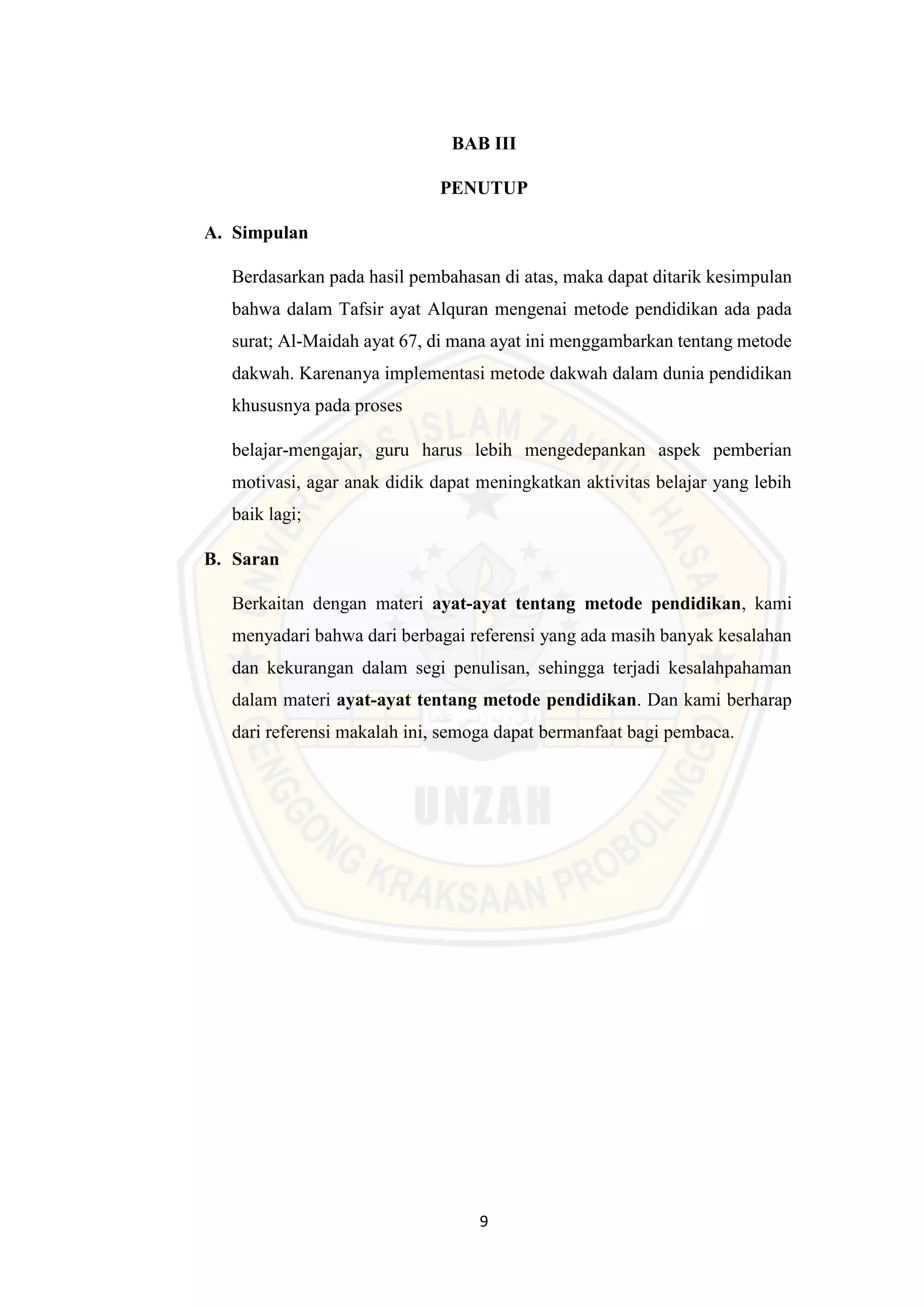 Metode Pendidikan dalam Perspektif Alquran Surat Al Maidah Ayat 67 dan Al A`Rof Ayat 176-177.pdf