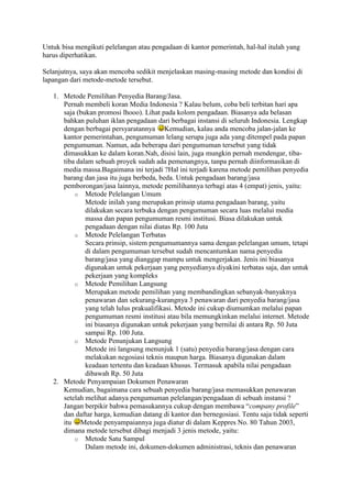 Metode pengadaan barang dan jasa di pemerintahan | DOCX