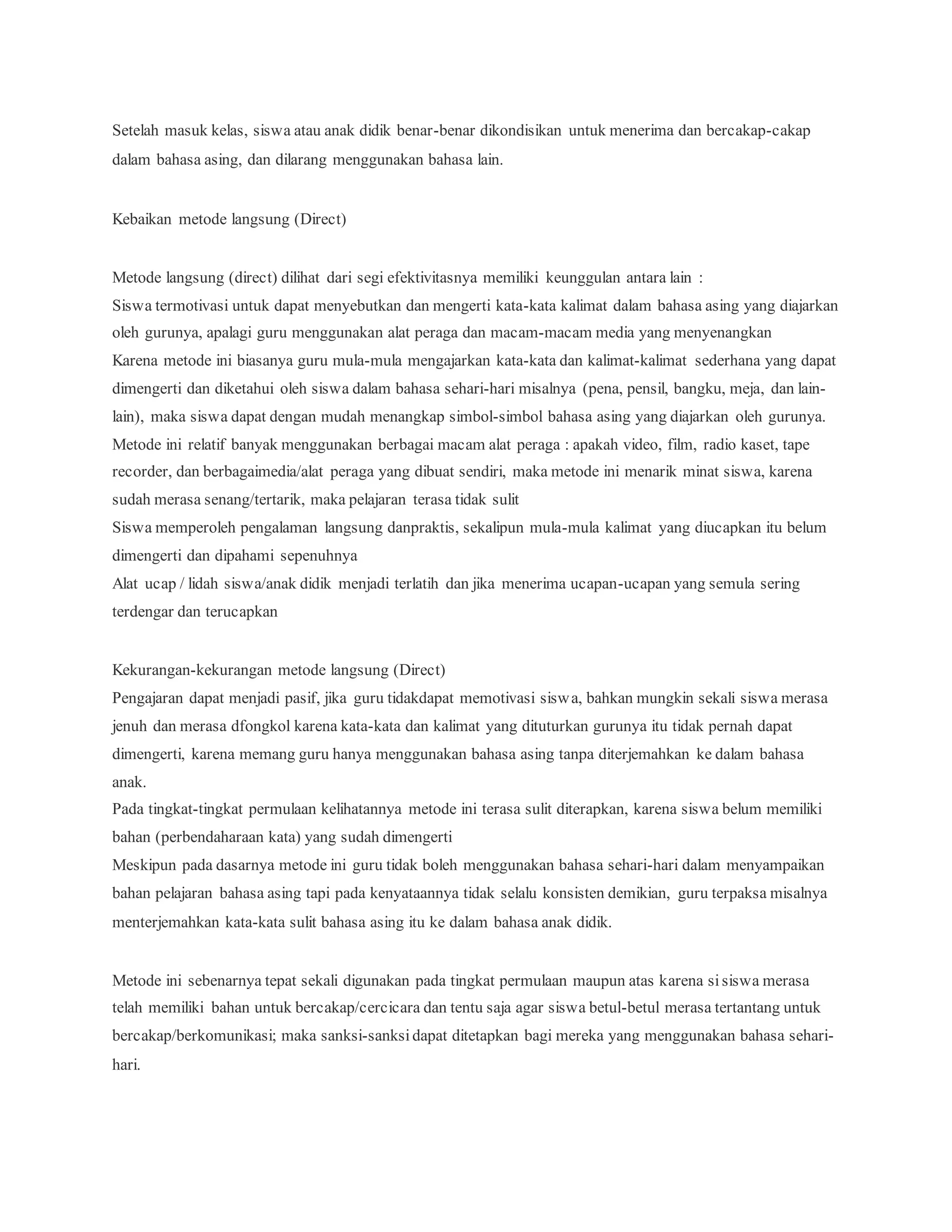 Metode pengajaran bahasa | DOCX