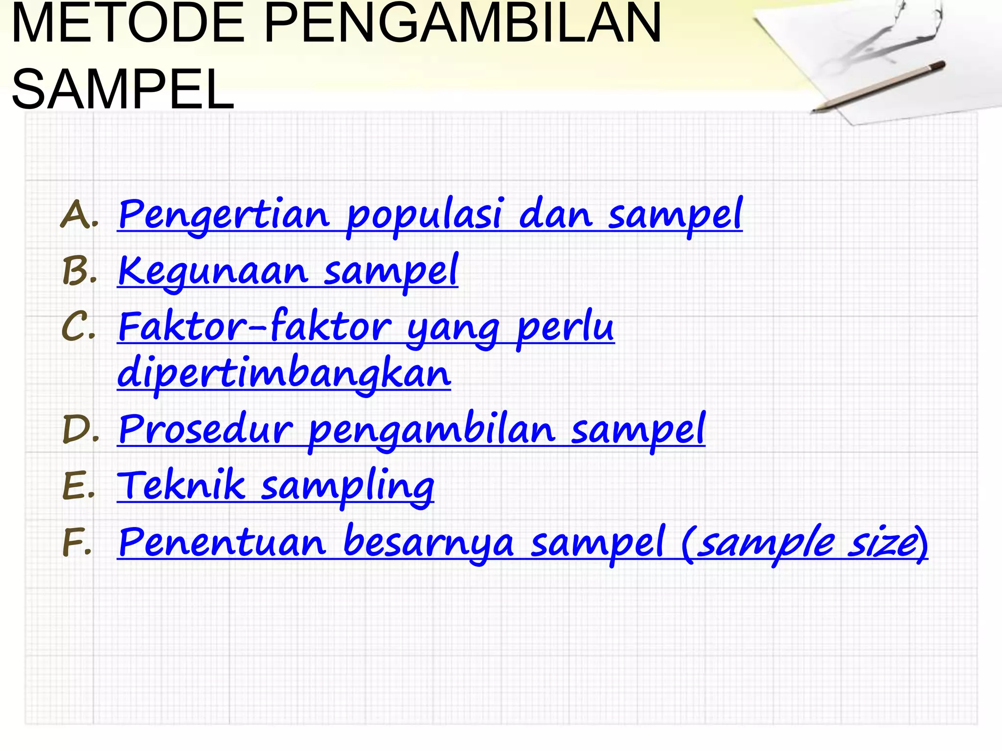 Metode pengambilan sampel | PPTX