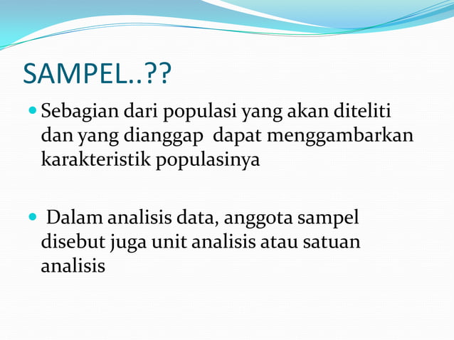 Metode pengambilan sampel (sampling) | PPTX