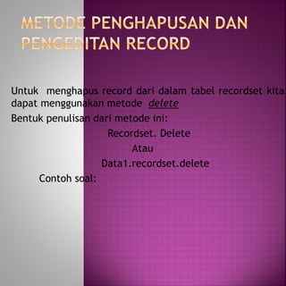 Metode penghapusan record | PPTX