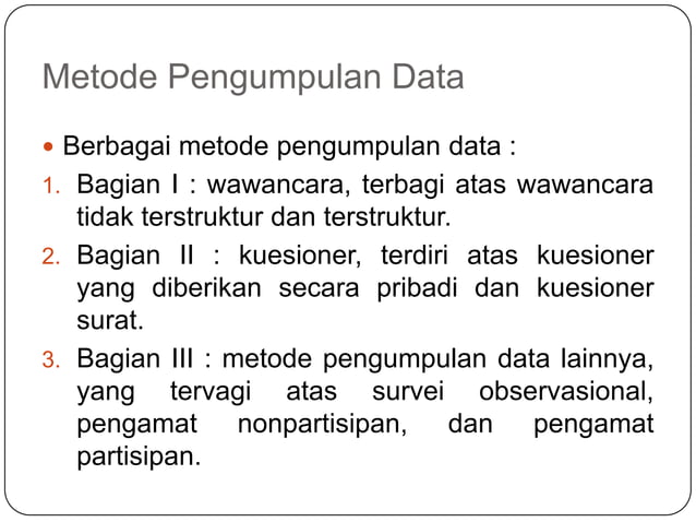 BAB 10 Metode pengumpulan data | PPTX