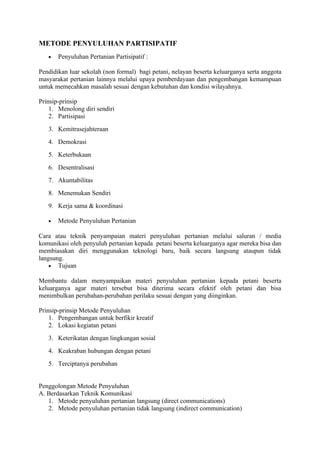 Metode penyuluhan partisipatif | PDF