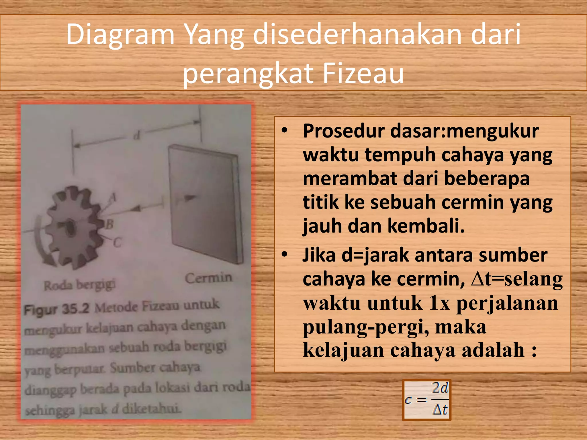 Metode Perhitungan Kecepatan Cahaya Armand H. L. Fizeau | PPTX