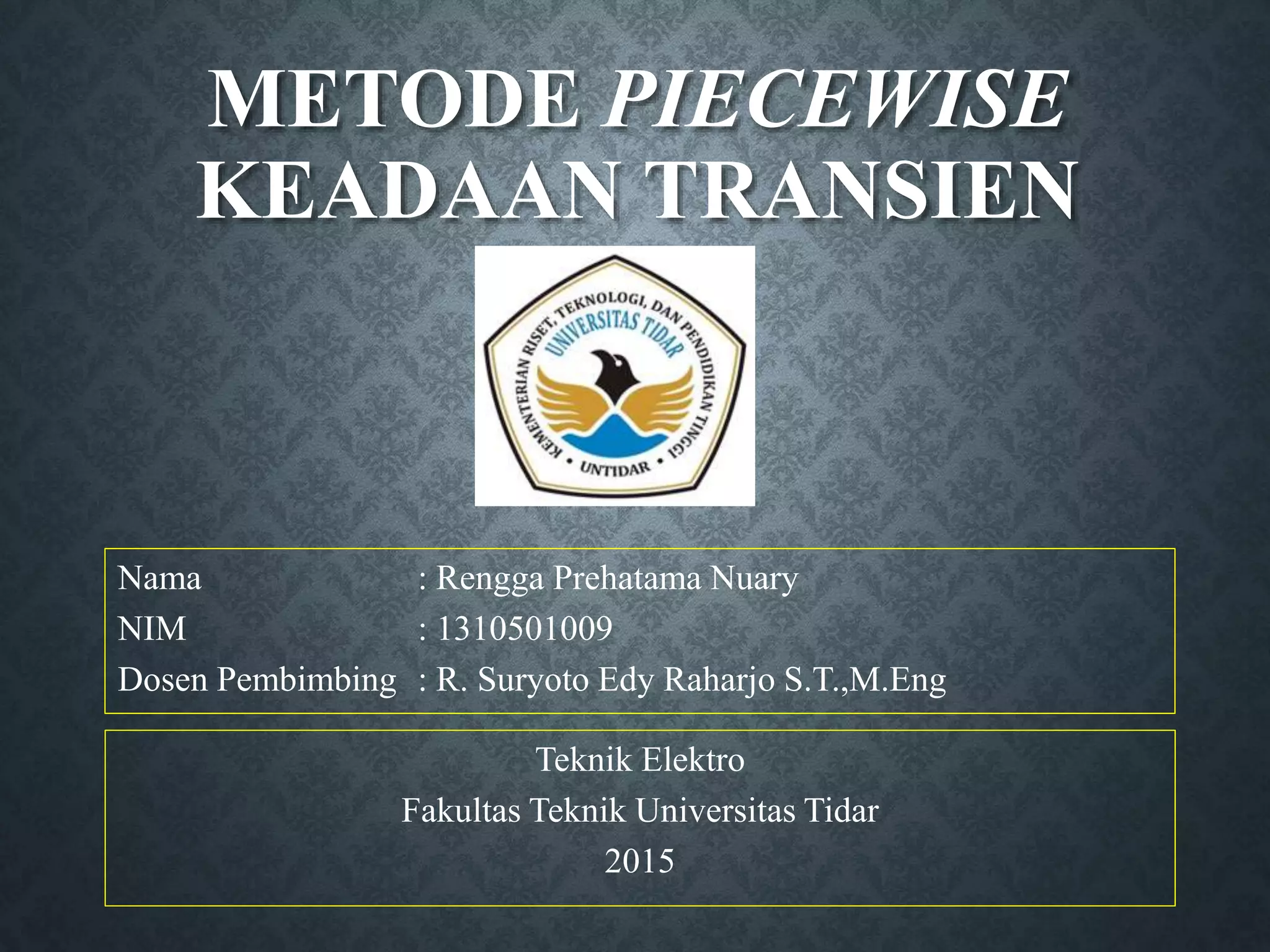 Metode piecewise keadaan transien | PPT