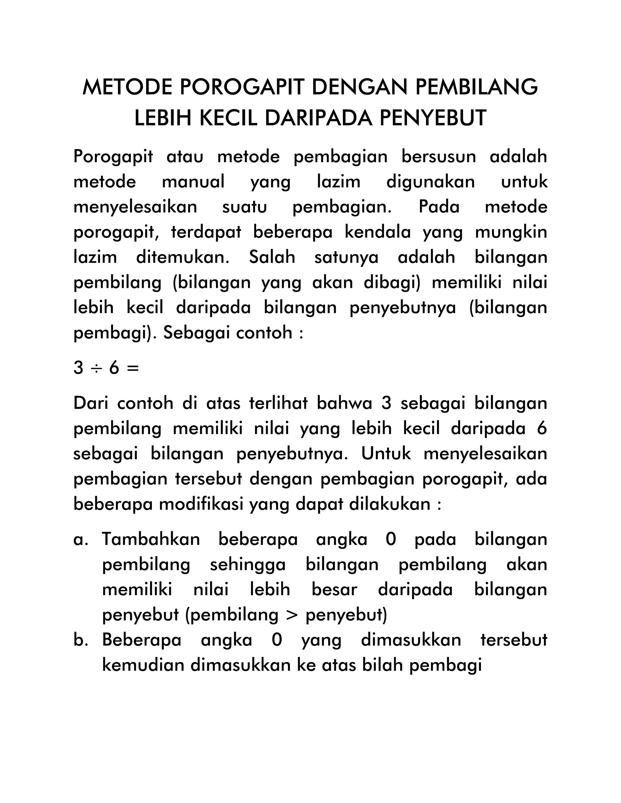 Modifikasi Metode Porogapit (Long Division) | PDF Modifikasi Metode Porogapit (Long Division) | PDF