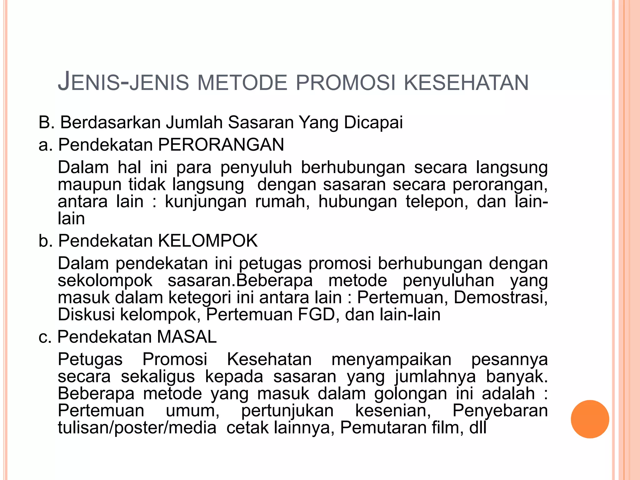 Metode promosi kesehatan | PDF