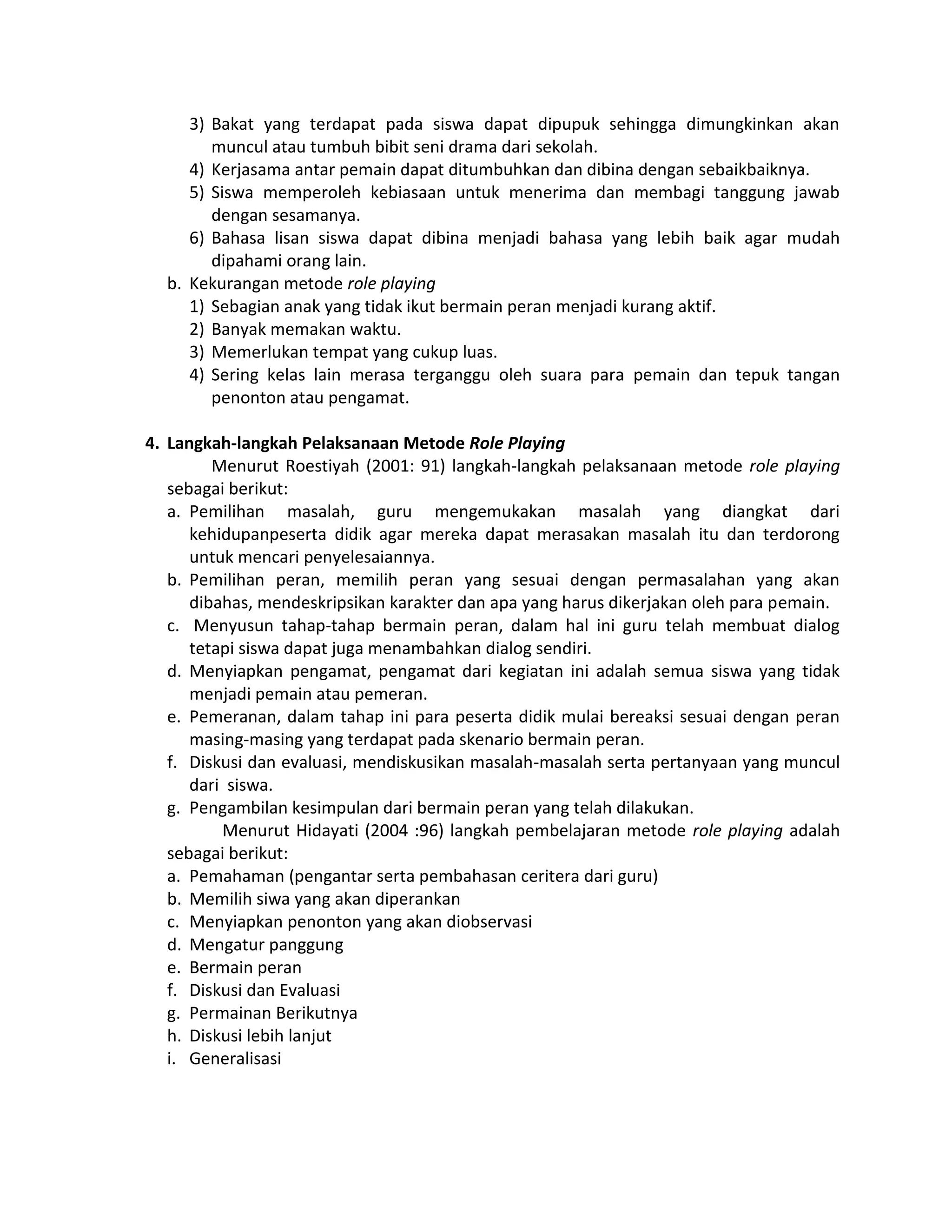 Pembelajaran Metode role playing | DOCX