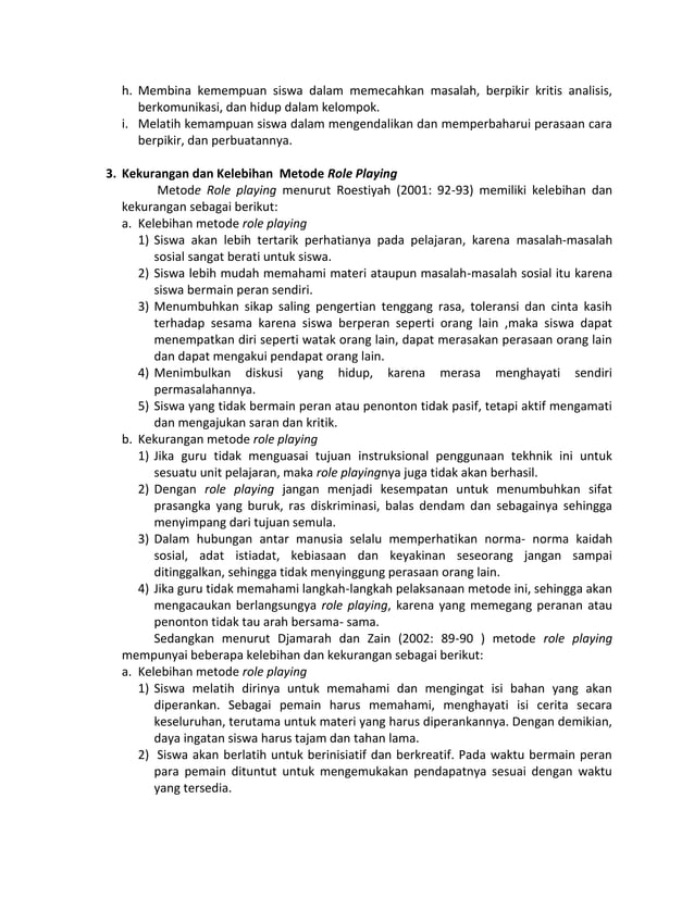 Pembelajaran Metode role playing | DOCX