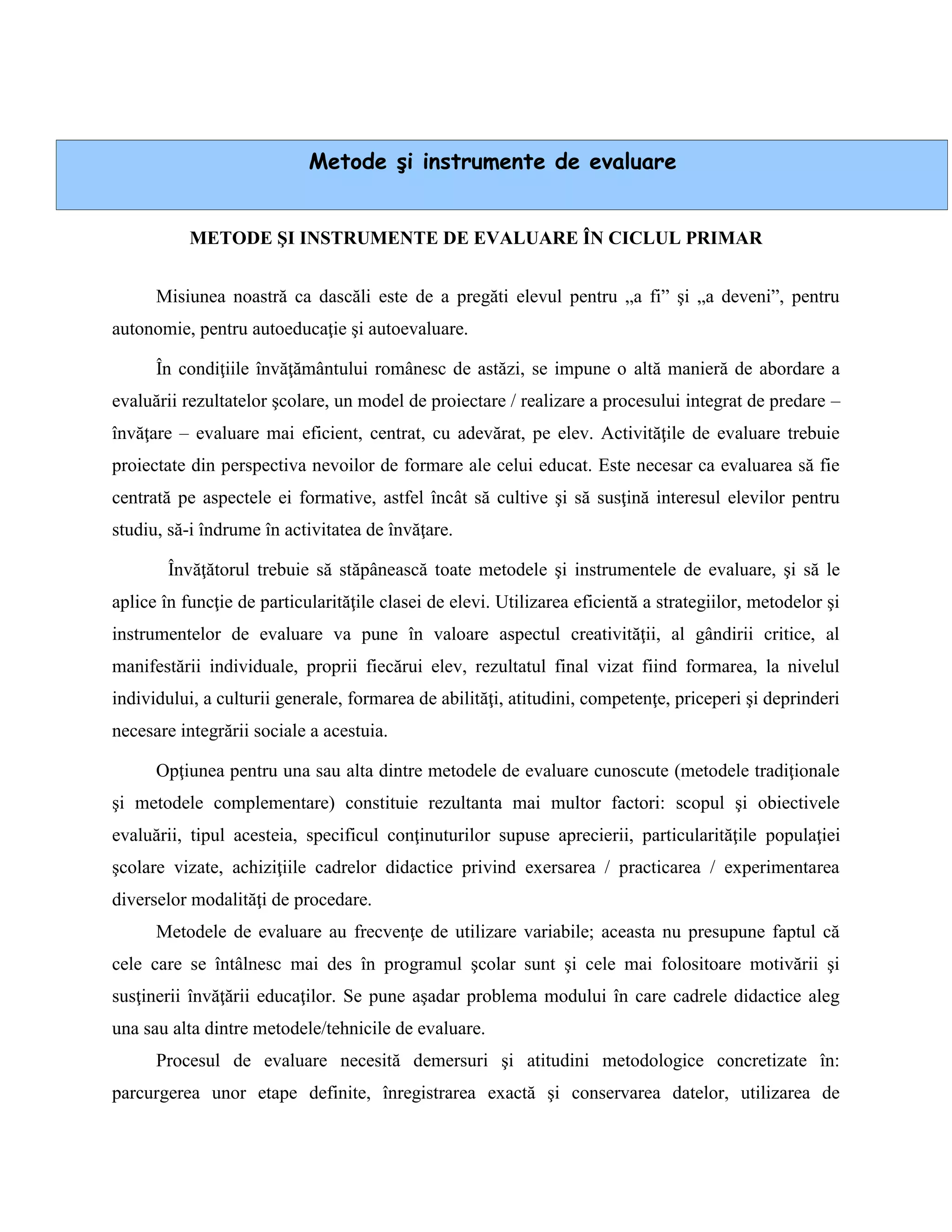 Metode si instrumente_de_evaluare_in_ciclul_primar | PDF