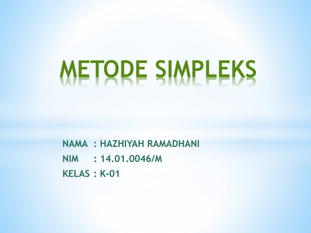 Metode Simpleks | PPTX