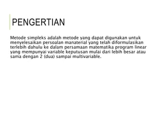 Metode simpleks kelompok 6_10A3 | PPTX