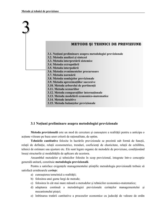 Metode si tehnici de previziune | PDF