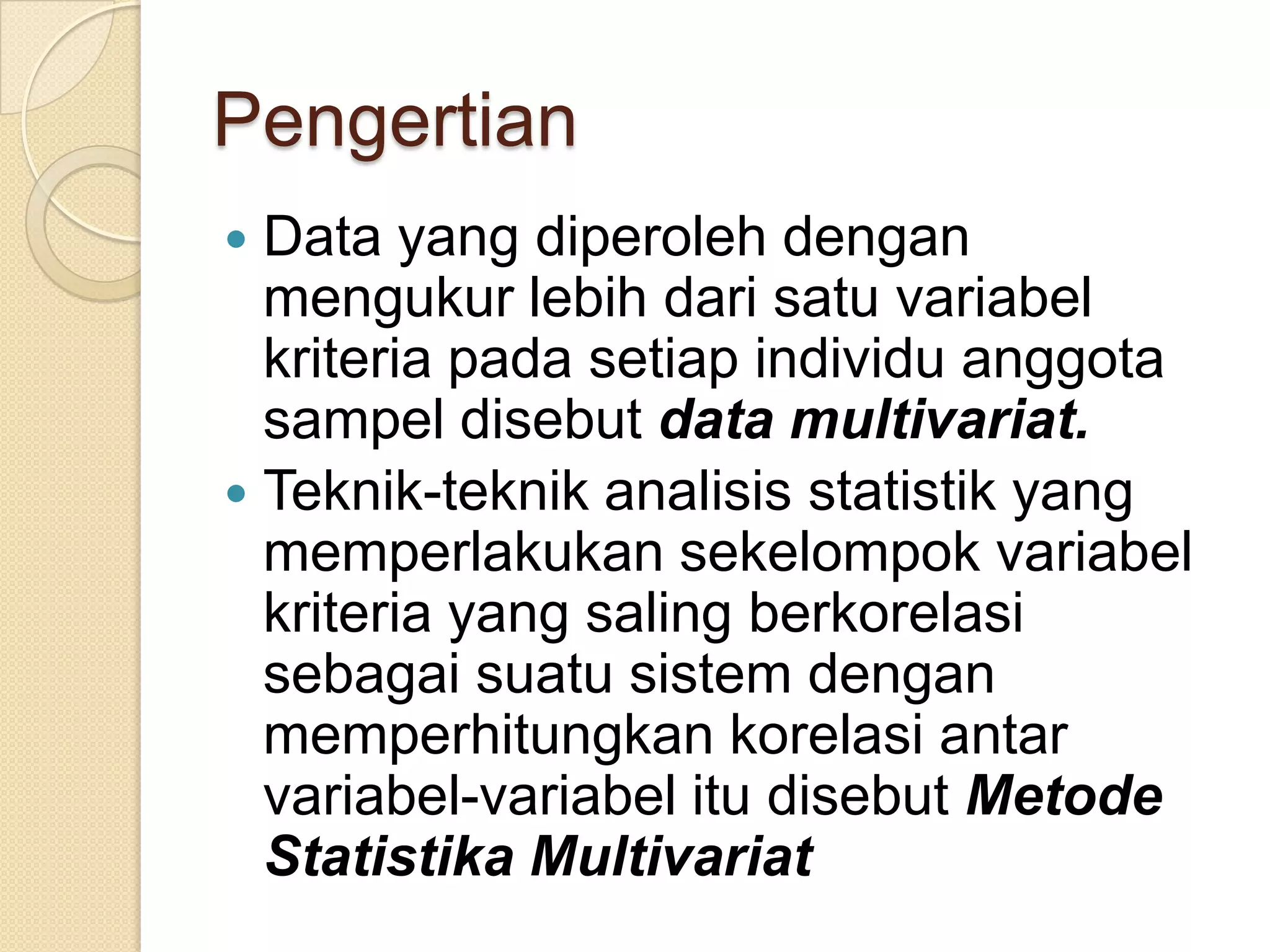 Metode statistik multivariat | PPTX