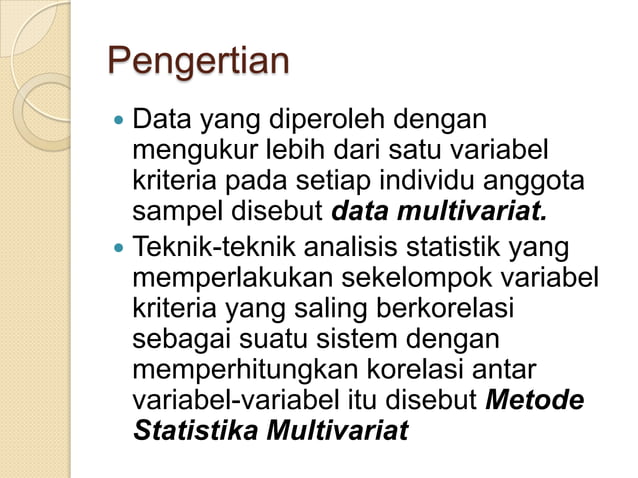 Metode statistik multivariat | PPTX