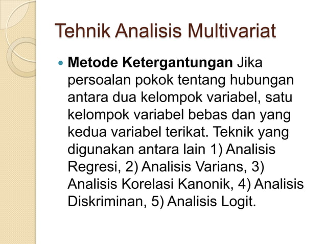 Metode statistik multivariat | PPTX