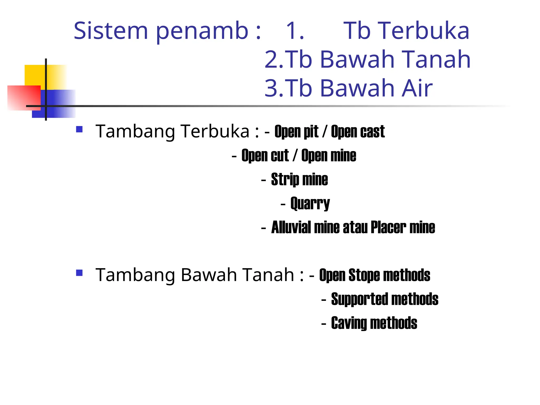 Metode tambang bawah tanah under ground mining | PPT