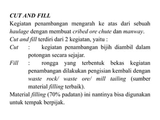 Metode penambangan under ground mining 1 | PPTX