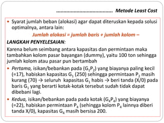 Metode transportasi | PPTX