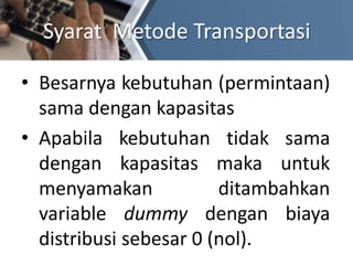 Metode transportasi (lp) | PPTX