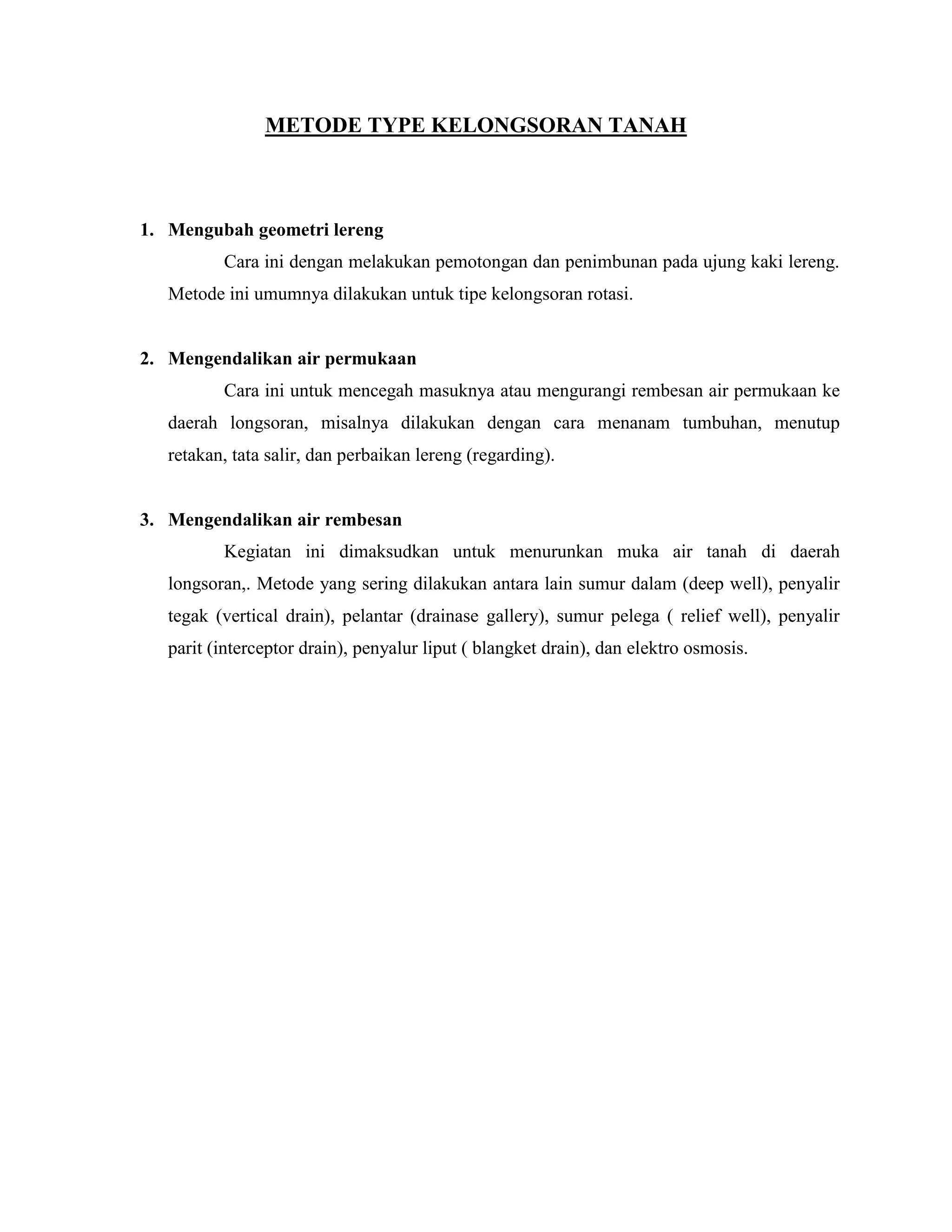Metode type kelongsoran tanah | DOCX