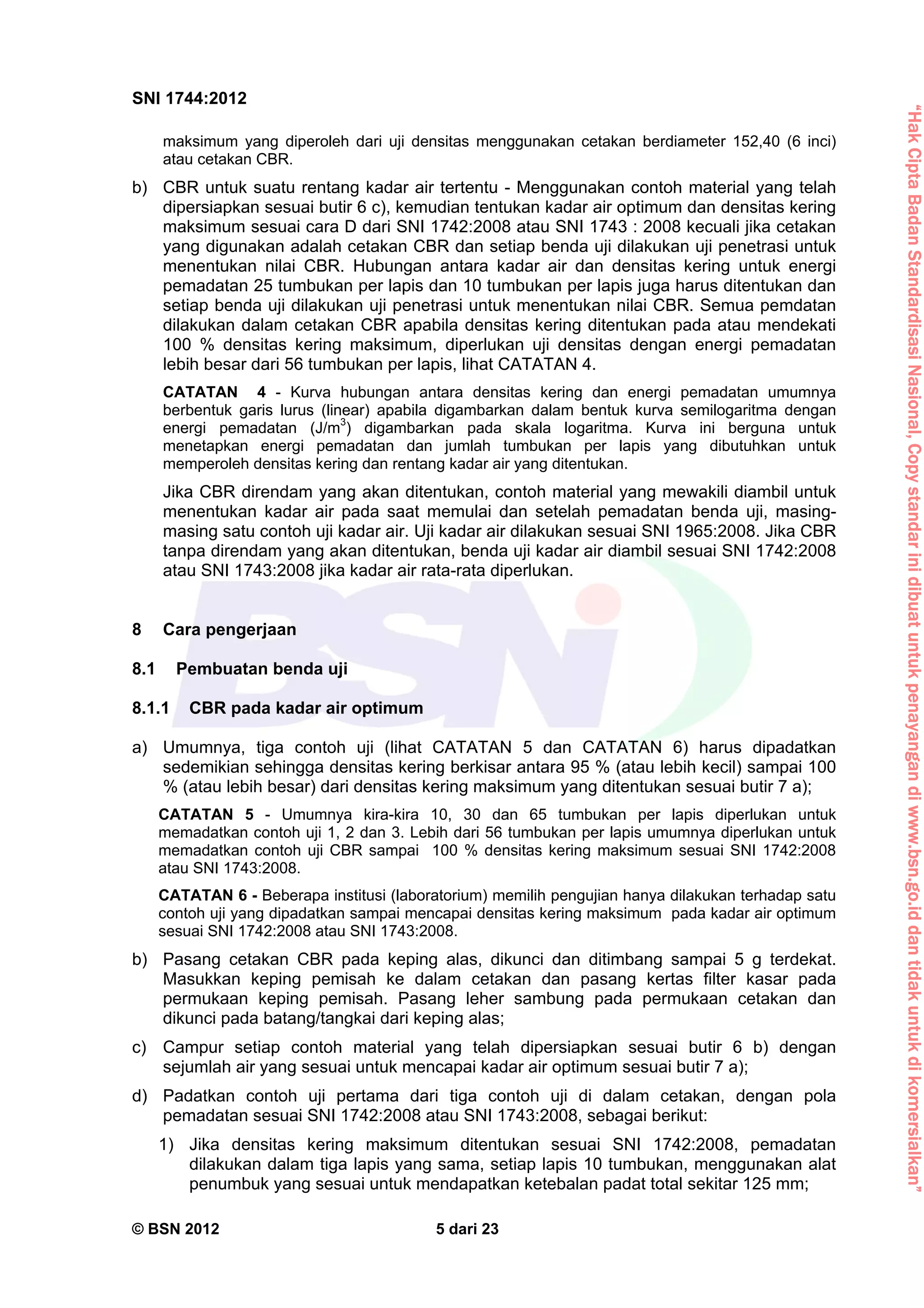 Metode uji cbr laboratorium | PDF