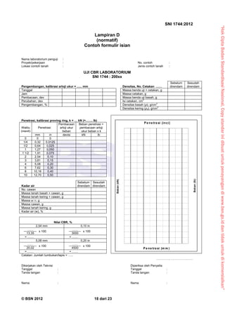 Metode uji cbr laboratorium | PDF