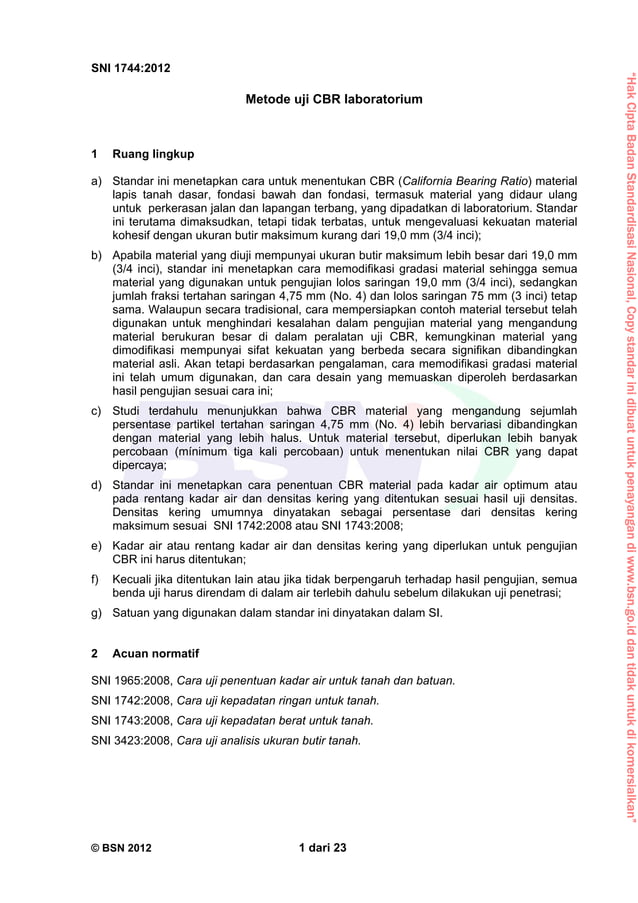 Metode uji cbr laboratorium | PDF