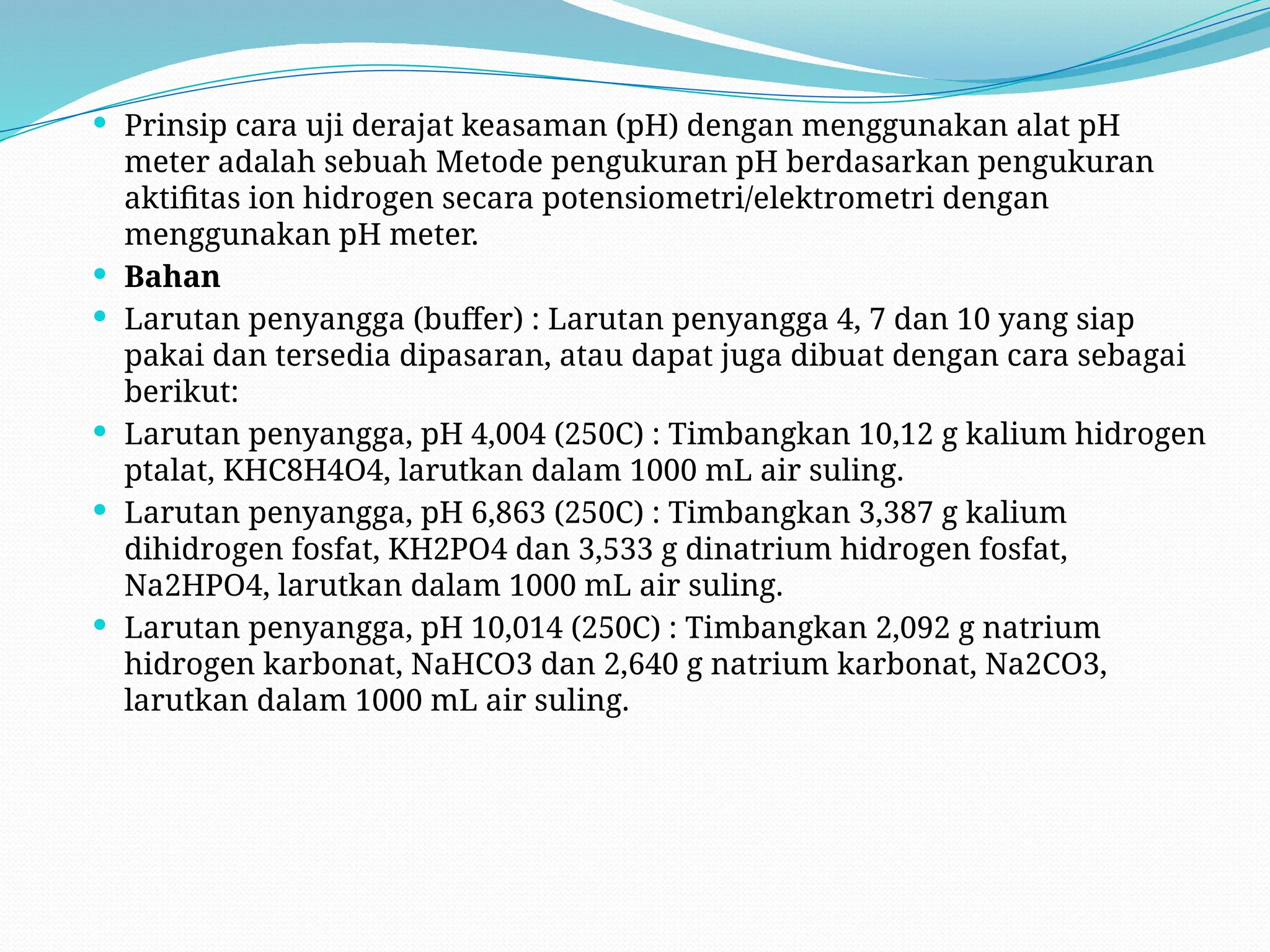 Metode Uji Derajat Keasaman (pH) dengan SNI | PPTX