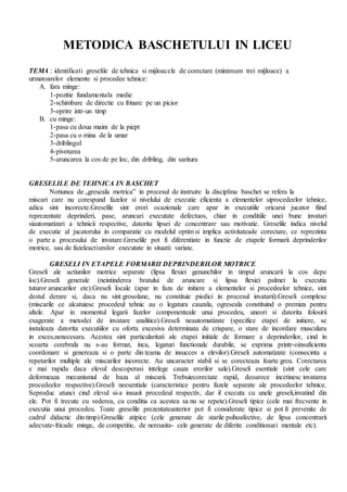 Metodica baschet | DOCX