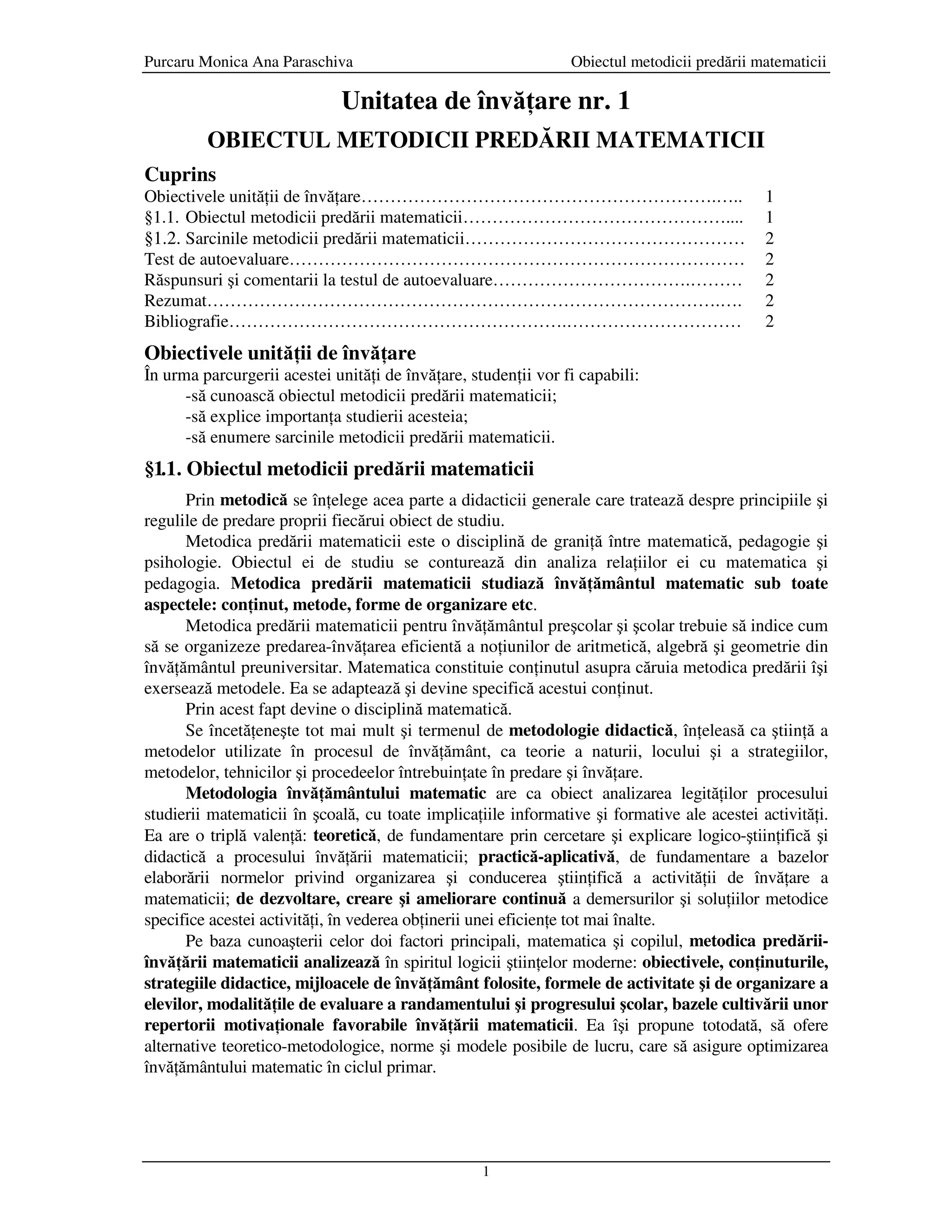 Metodica predarii matematicii_si_aritmetice | PDF