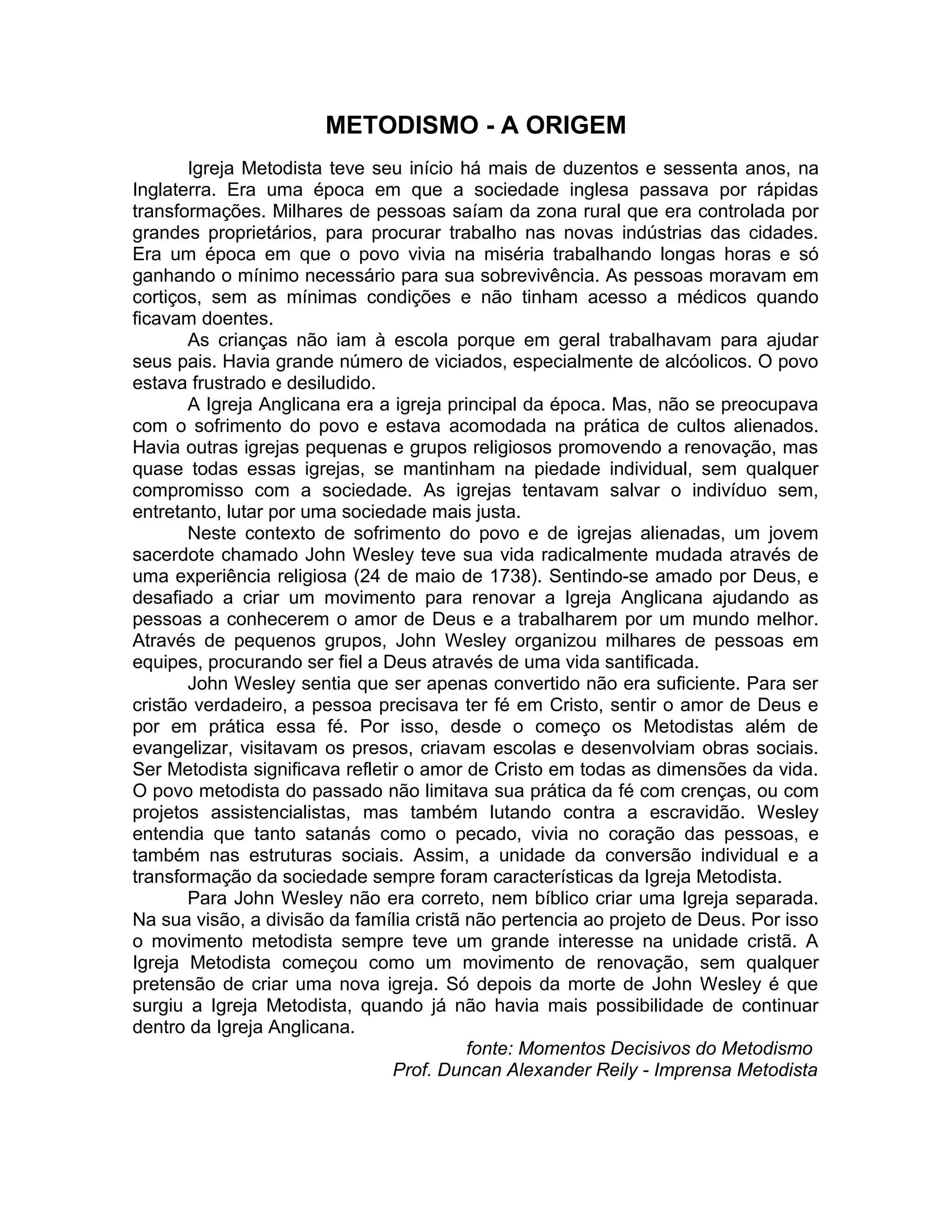 Metodismo a origem | PDF