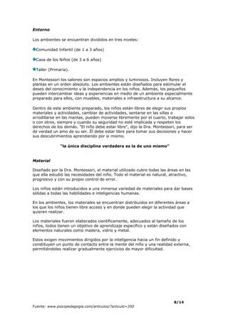 Metodo.montessori resumen | PDF