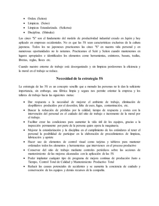 Metodo 5 s teoria e implantacion | DOCX
