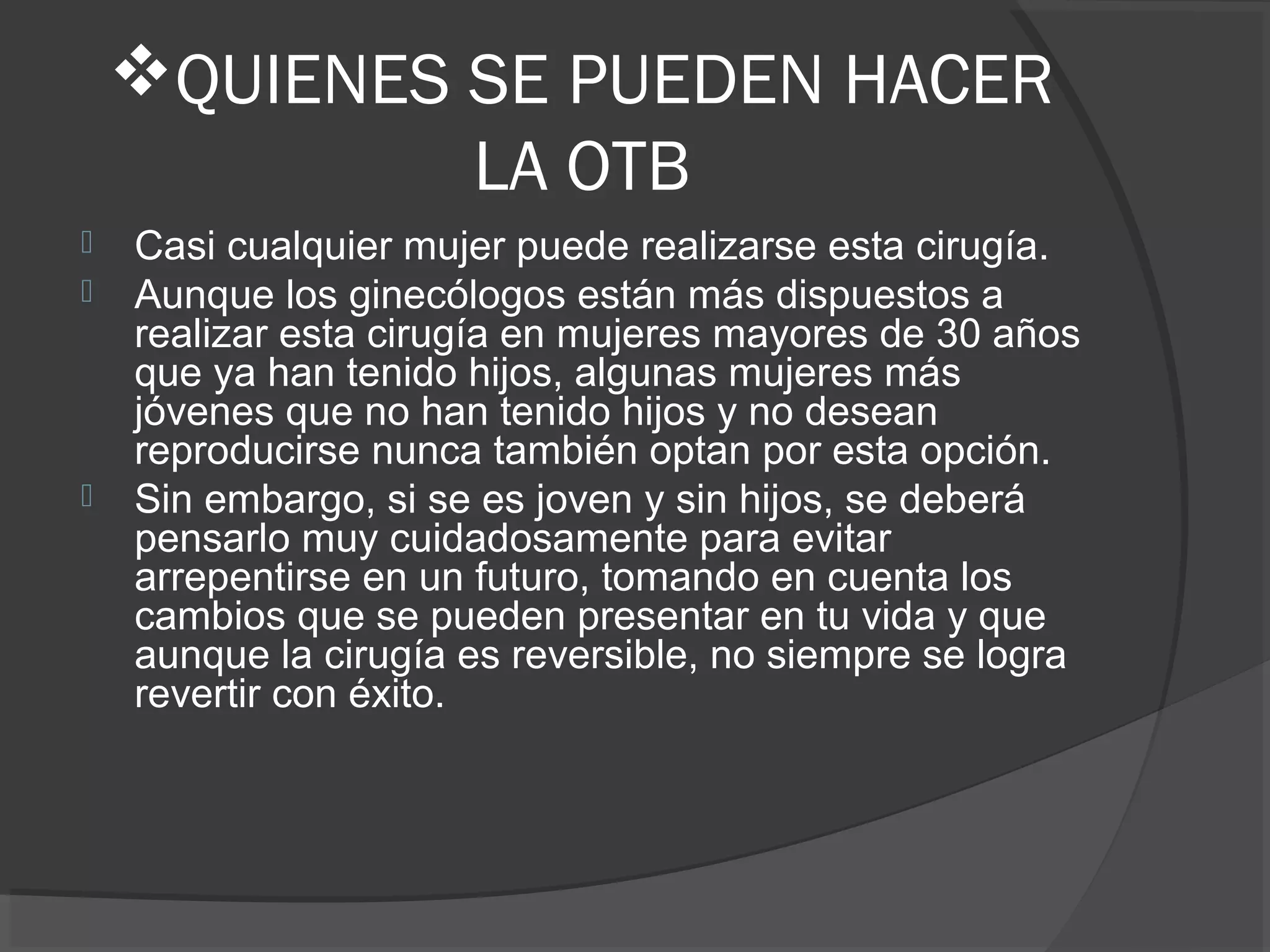 Metodo anticonceptivo otb