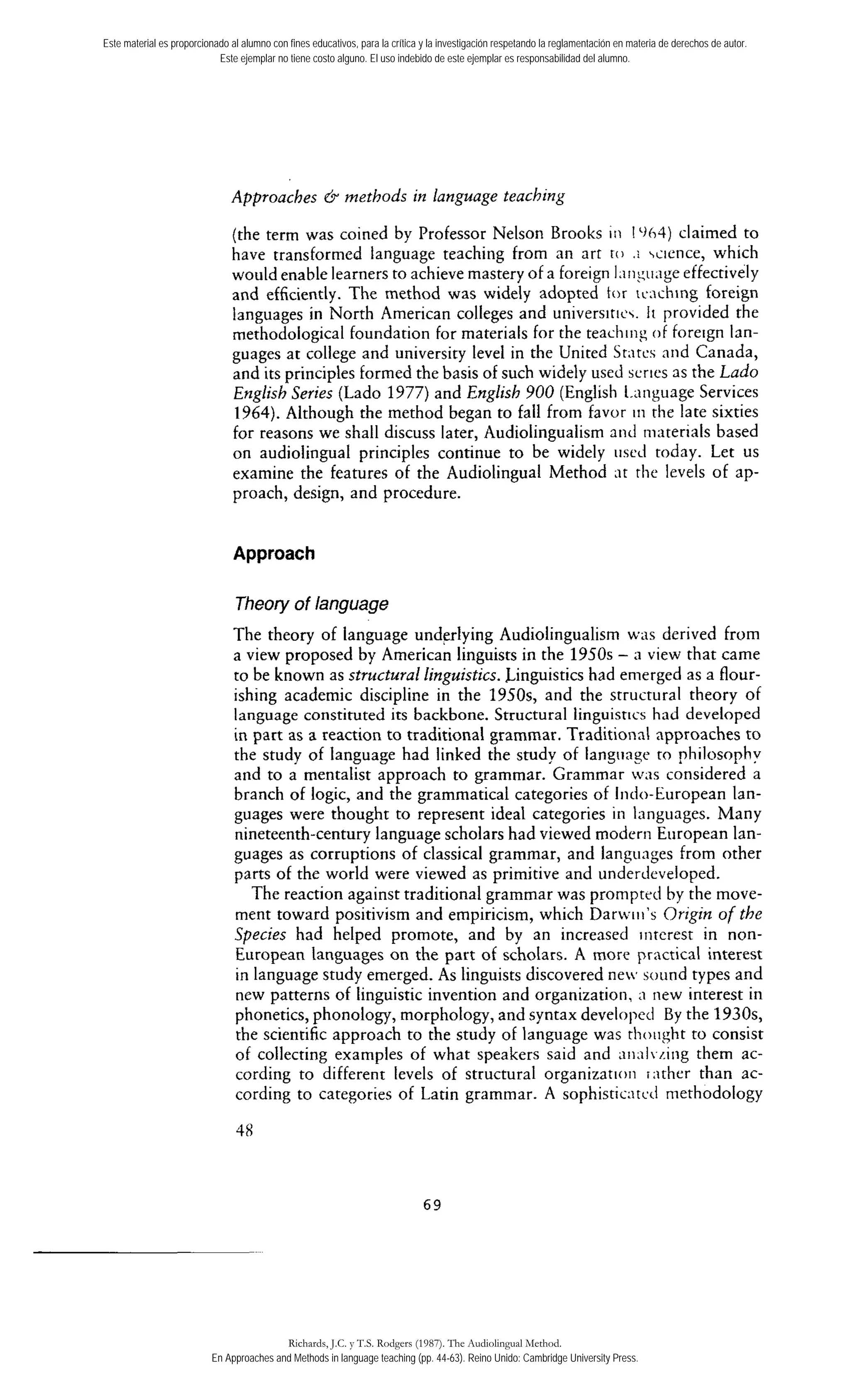 Metodo audiolingual | PDF