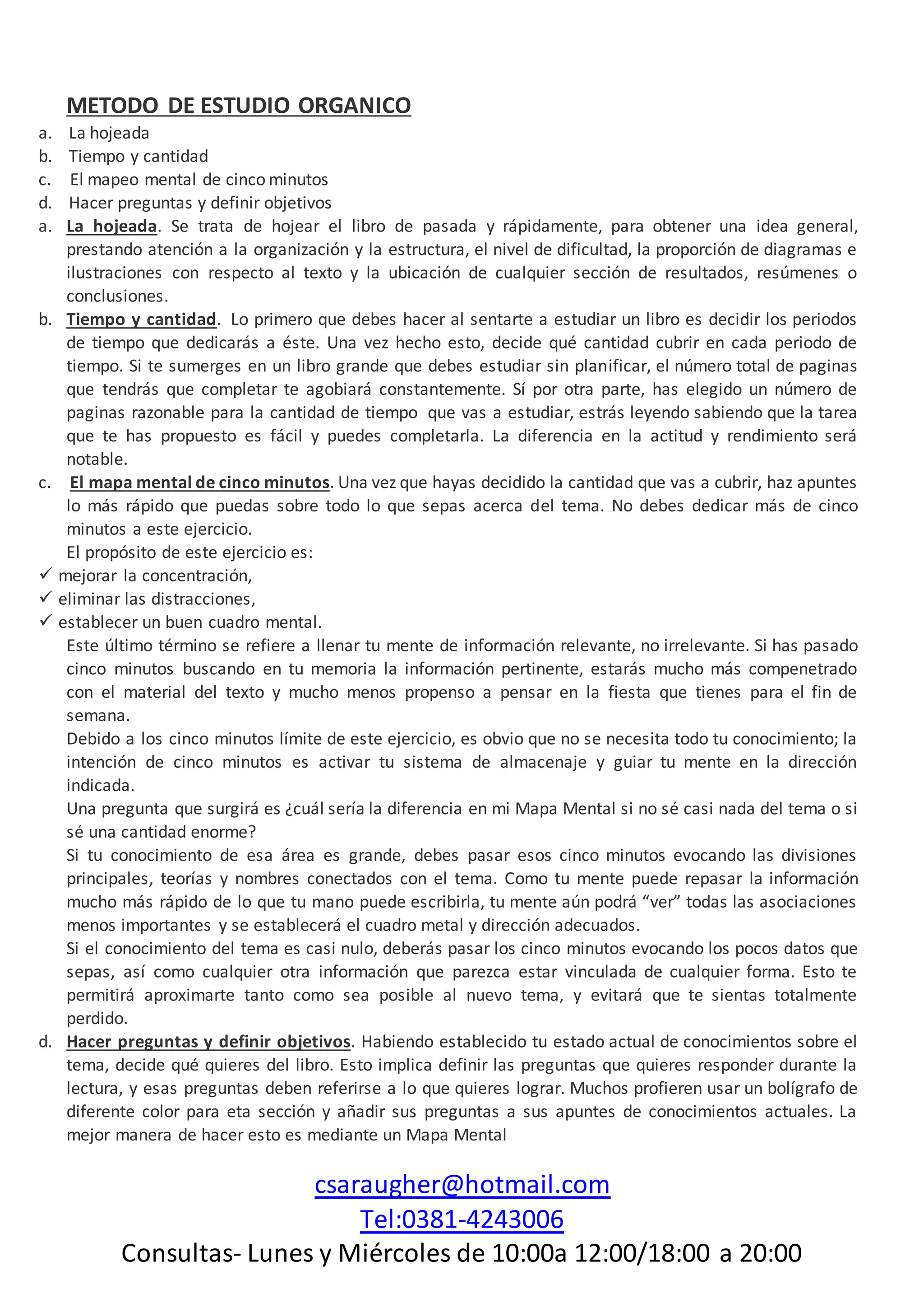 Metodo de Estudio Organico | DOCX
