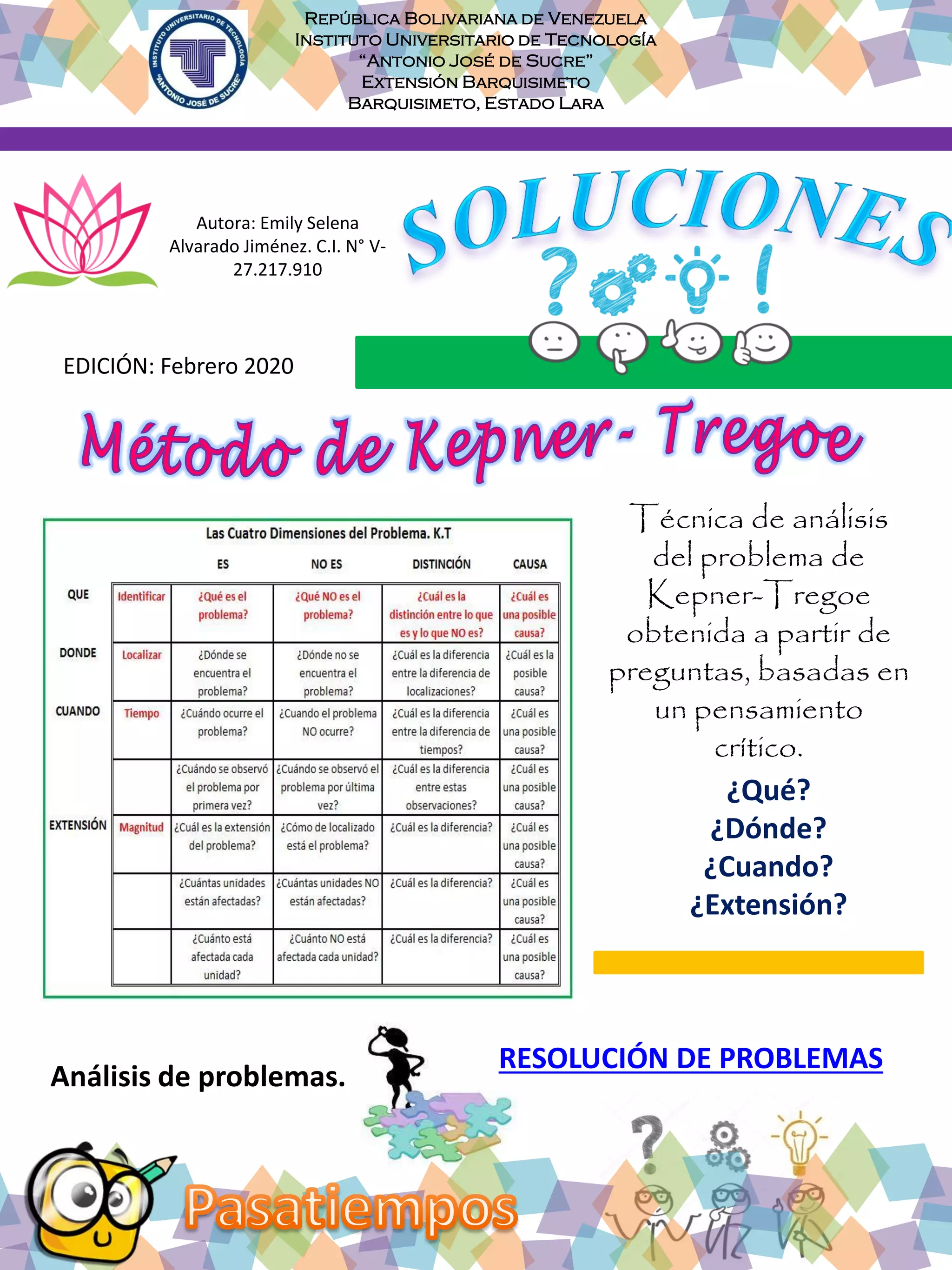 Método de Kepner Tregoe. Emily Alvarado | PDF