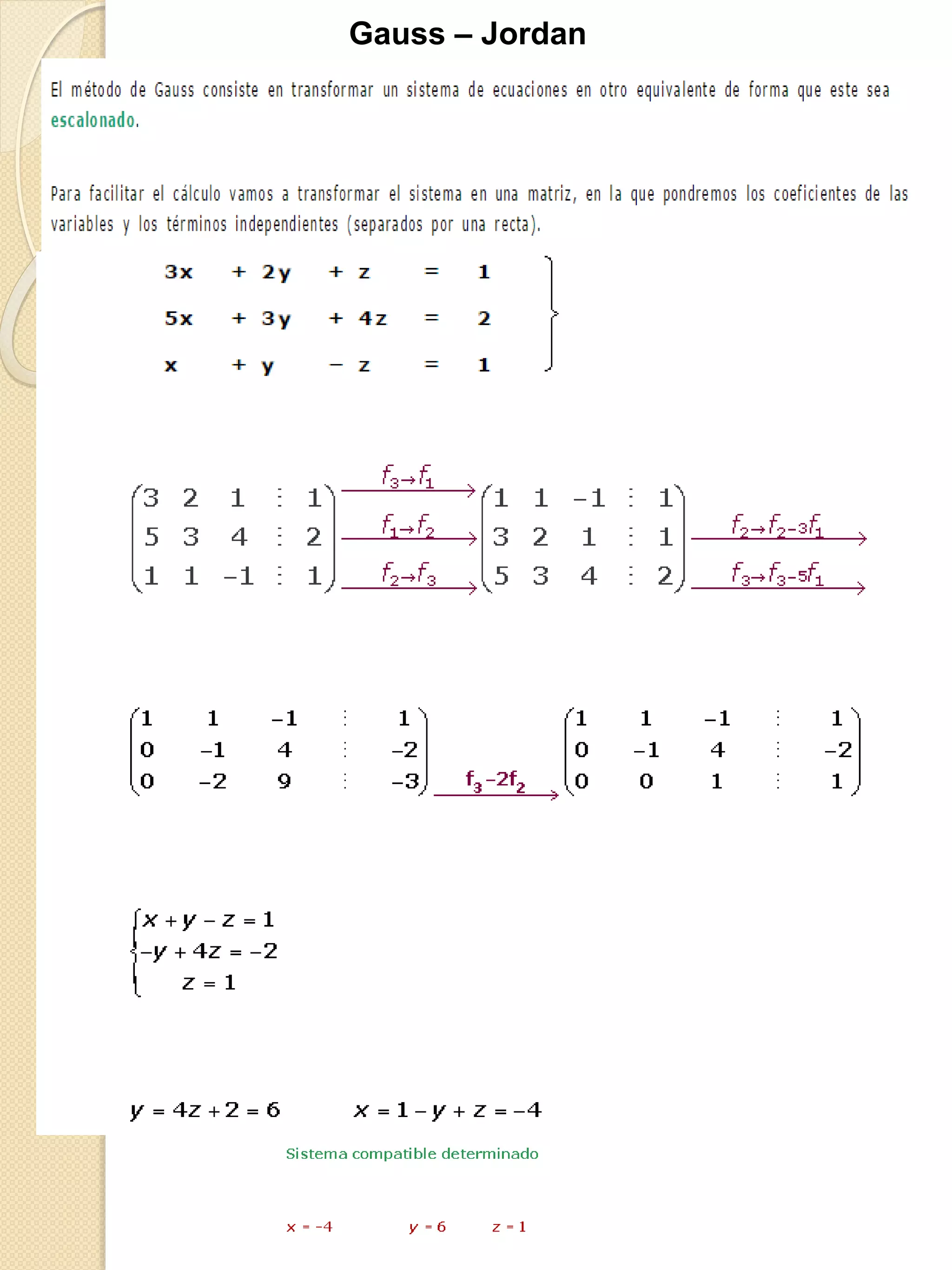 Metodo gaus jordan | PPTX | Physics | Science
