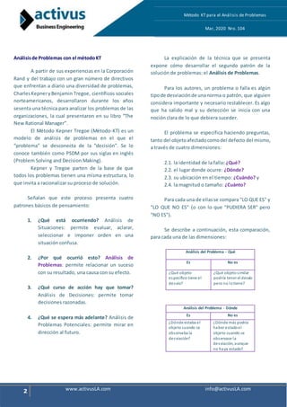 Método KT para el análisis de problemas | DOCX