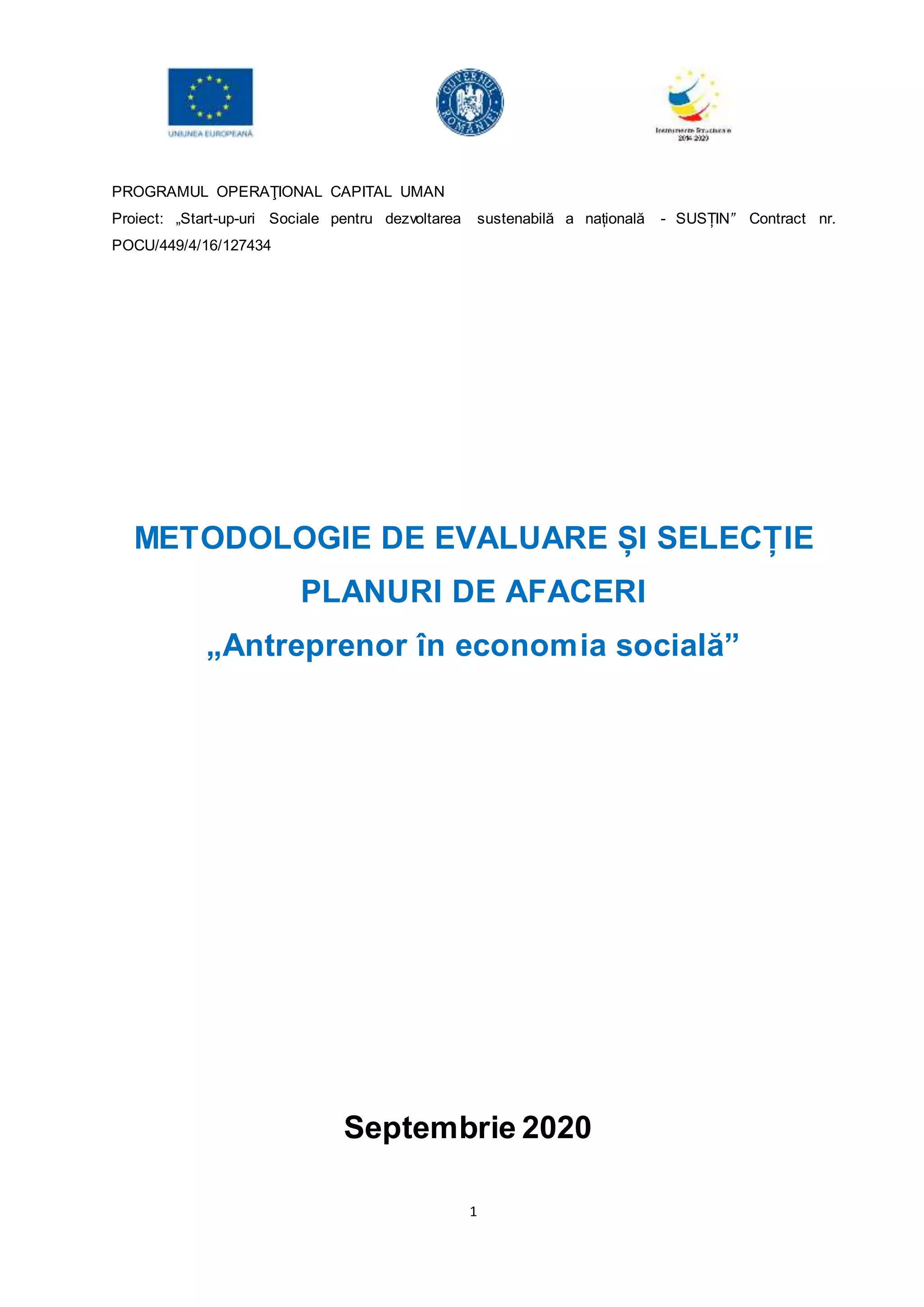 Metodologia de evaluare plan de afacere | DOCX