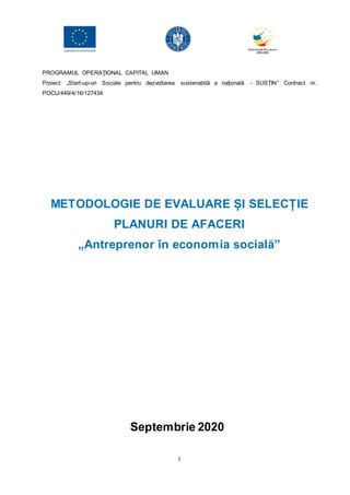 Metodologia de evaluare plan de afacere | DOCX