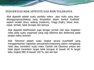 METODOLOGI PENETAPAN RISK APPETITE- RISK TOLERANCE-261115.ppt